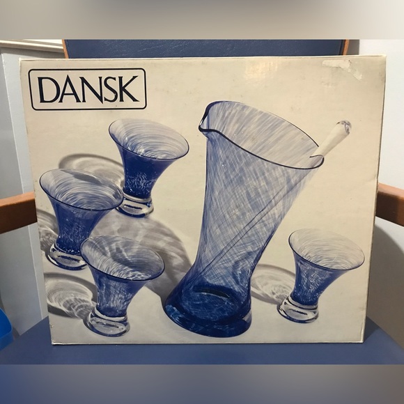 Dansk | Dining | New Dansk Blue Crystal 6pc Cocktail And Pitcher Set ...